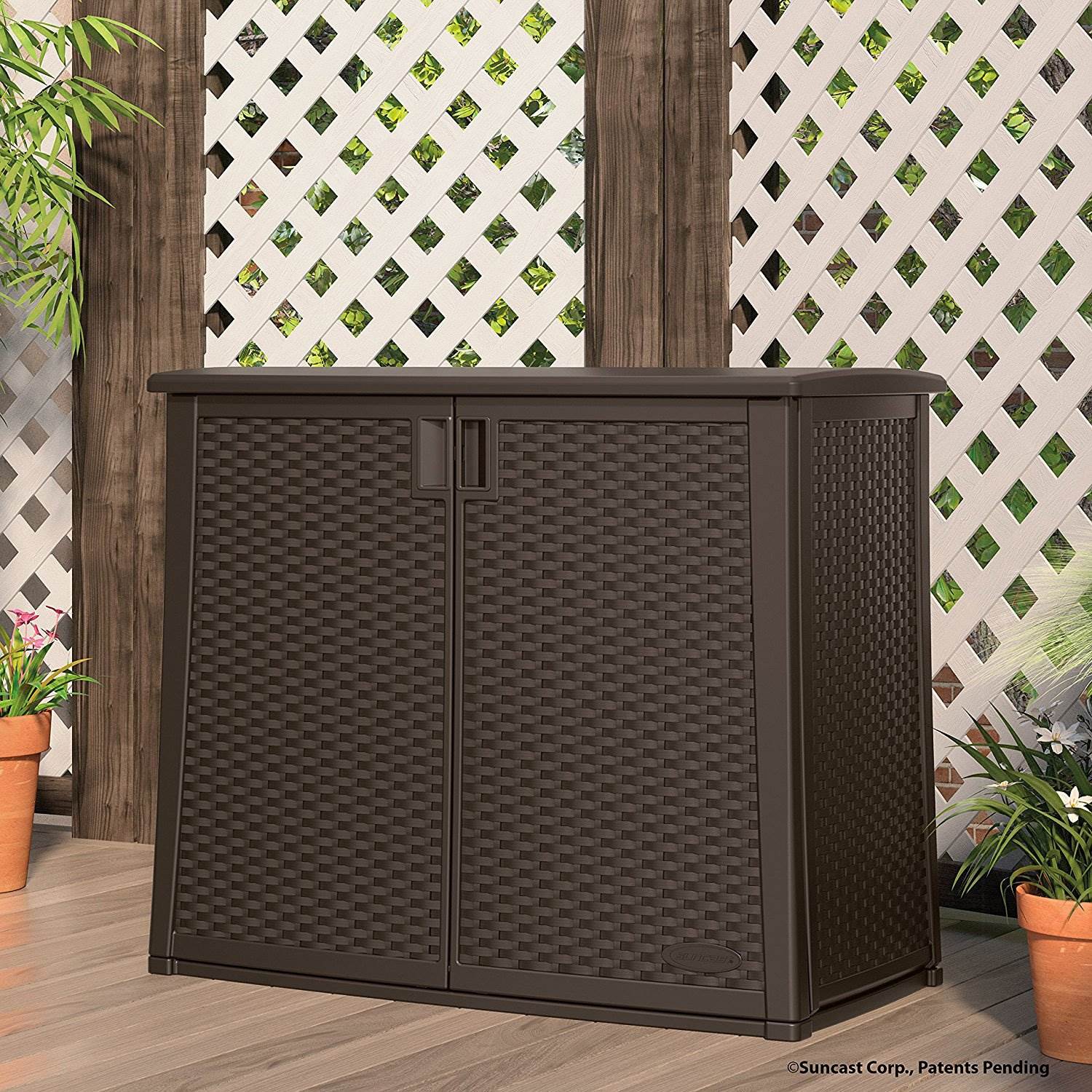 Suncast Elements 97 Gallon Backyard Oasis Storage Entertaining Station ... Suncast Elements 97 Gallon Backyard Oasis Storage Entertaining Station ...