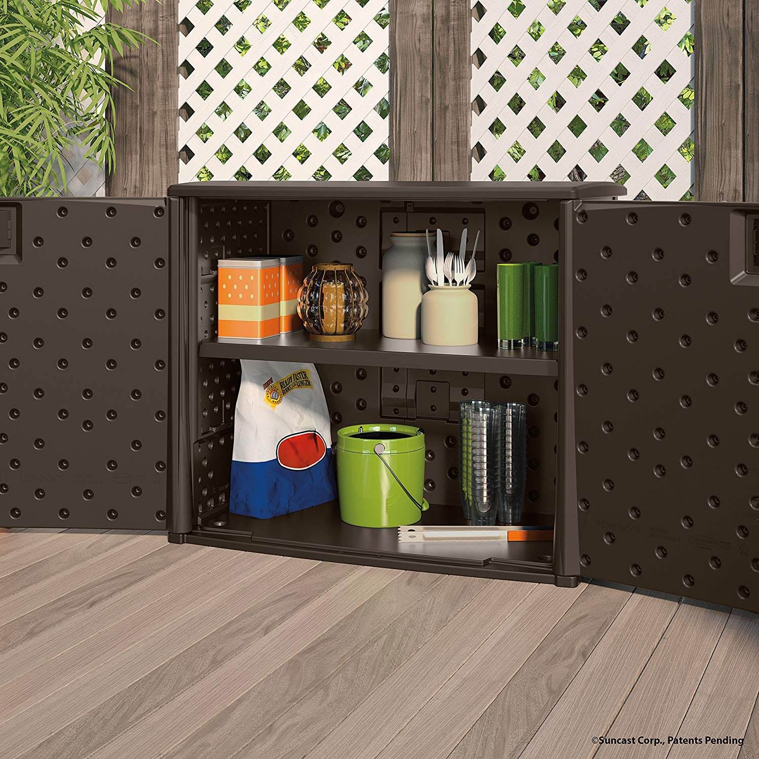Suncast Elements 97 Gallon Backyard Oasis Storage Entertaining Station ... Suncast Elements 97 Gallon Backyard Oasis Storage Entertaining Station ...