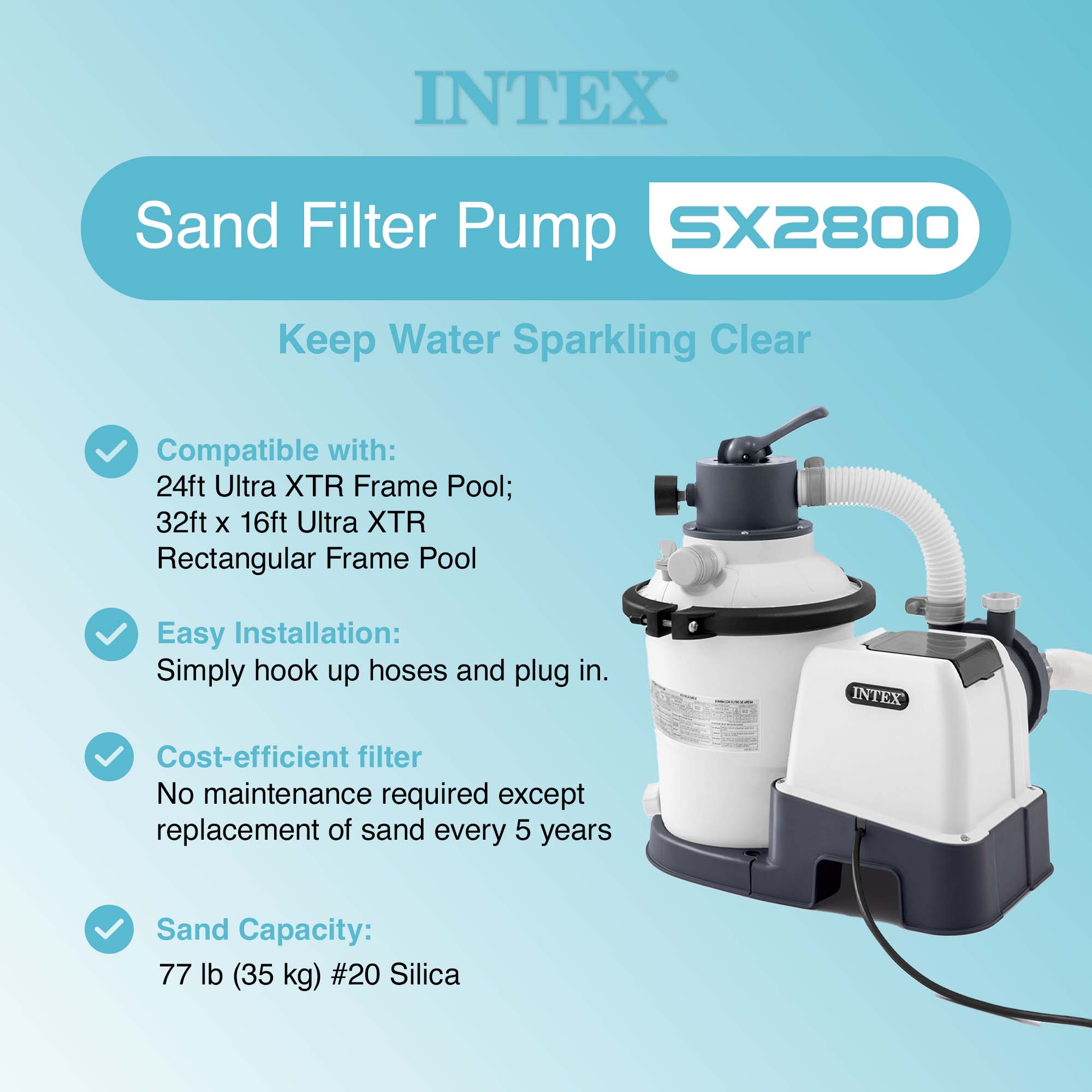 Intex 2800 GPH Pool Sand Filter Pump w/Krystal Clear Saltwater System ...