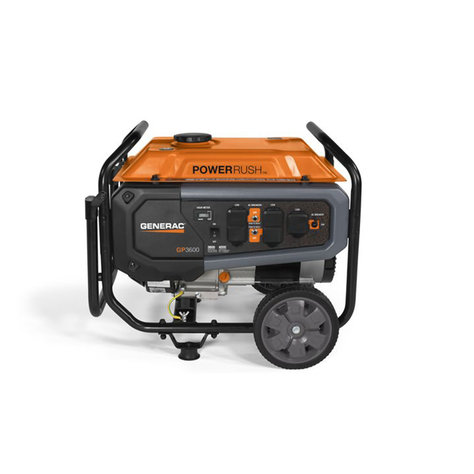 Generac GP Series 3600 Watt Max Gas Powered Camping Rolling Portable ...