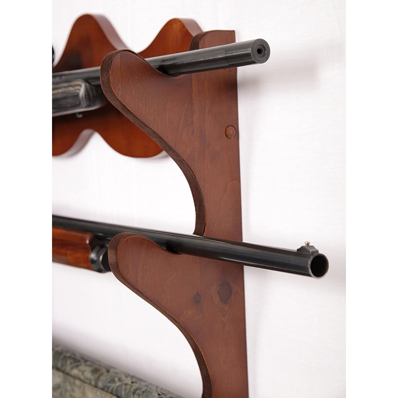 American Furniture Classics Wood Home Wall Mount 4 Rifle Gun Rack ...