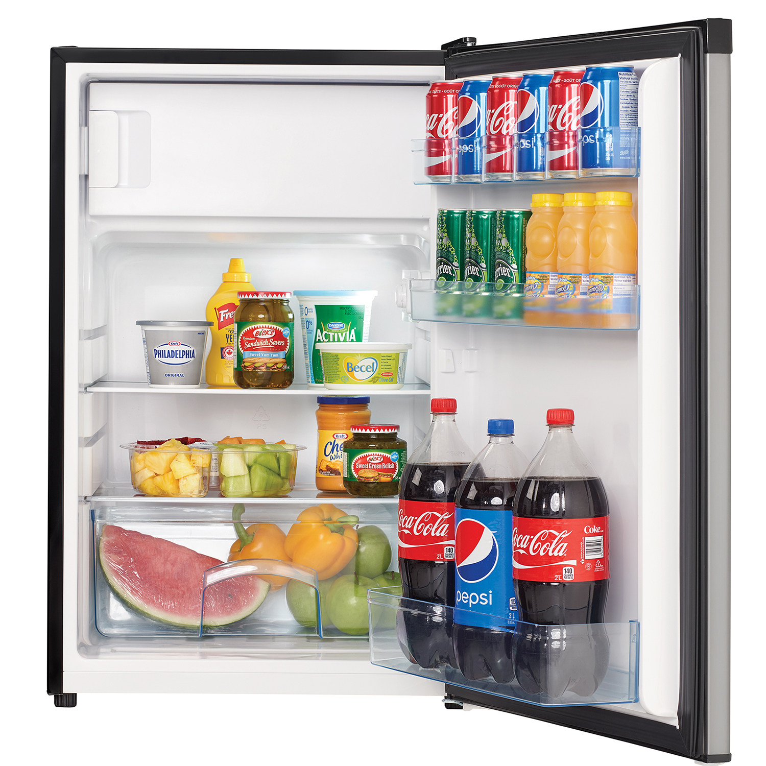Danby 4 5 Cubic Feet Compact Refrigerator W True Freezer Steel Open Danby 4 5 Cubic Feet Compact Refrigerator W True Freezer Steel Open