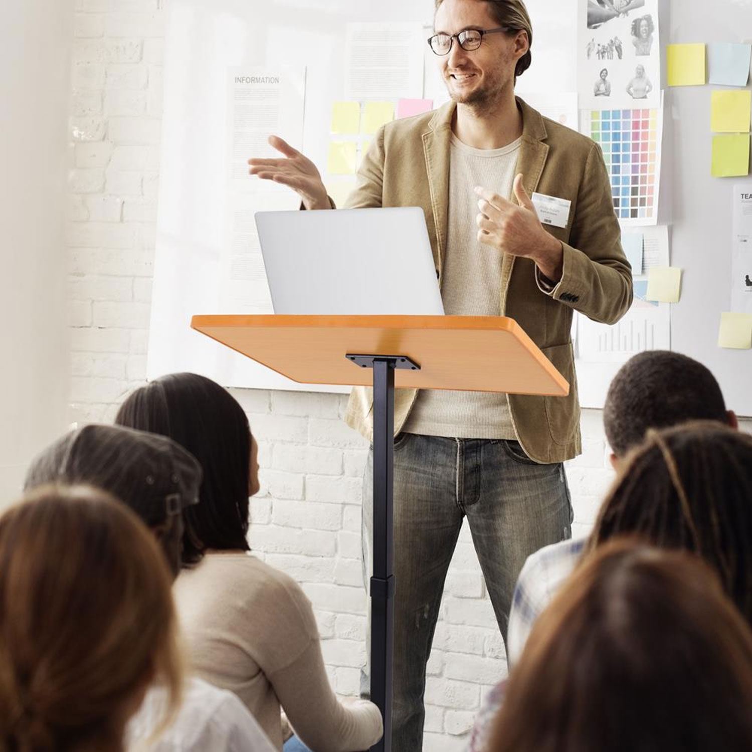 Pyle Portable Adjustable Lectern Presentation Podium Stand with Laptop ...