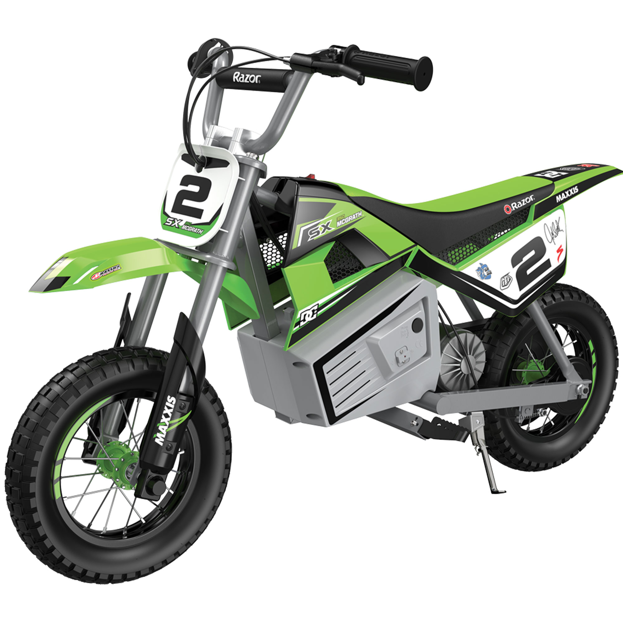 Razor McGrath Pneumatic Knobby Tires Electric Dirt Rocket Bike, Green ...