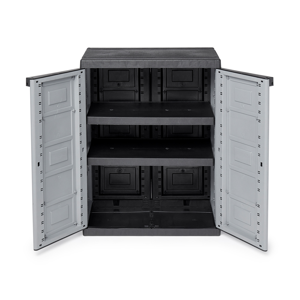 Contico 2 Shelf Plastic Garage Home Storage Organizer Base Utility ...